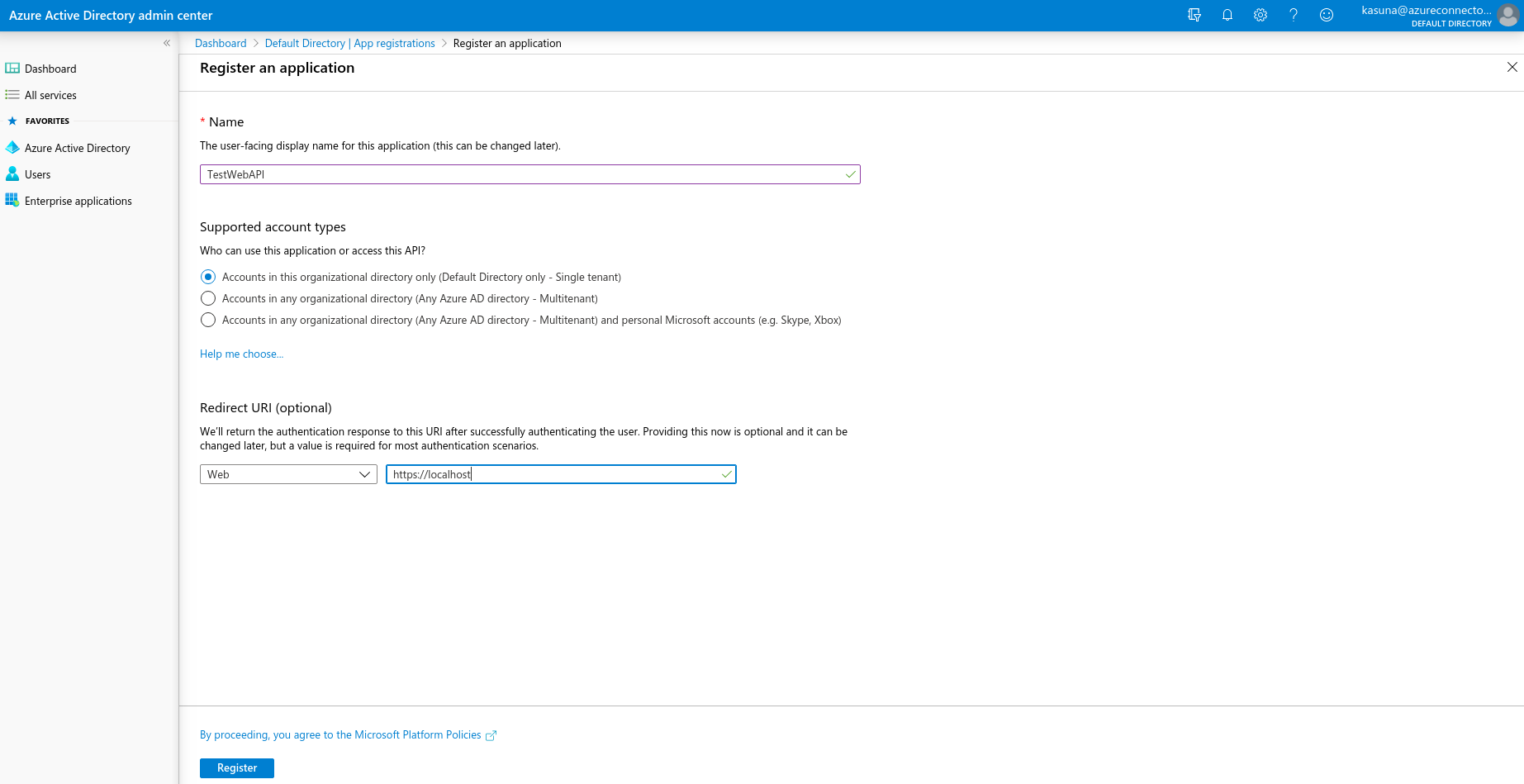 Setting up the Microsoft Dynamics365 Environment with Azure - WSO2 API Manager Documentation 4.2.0