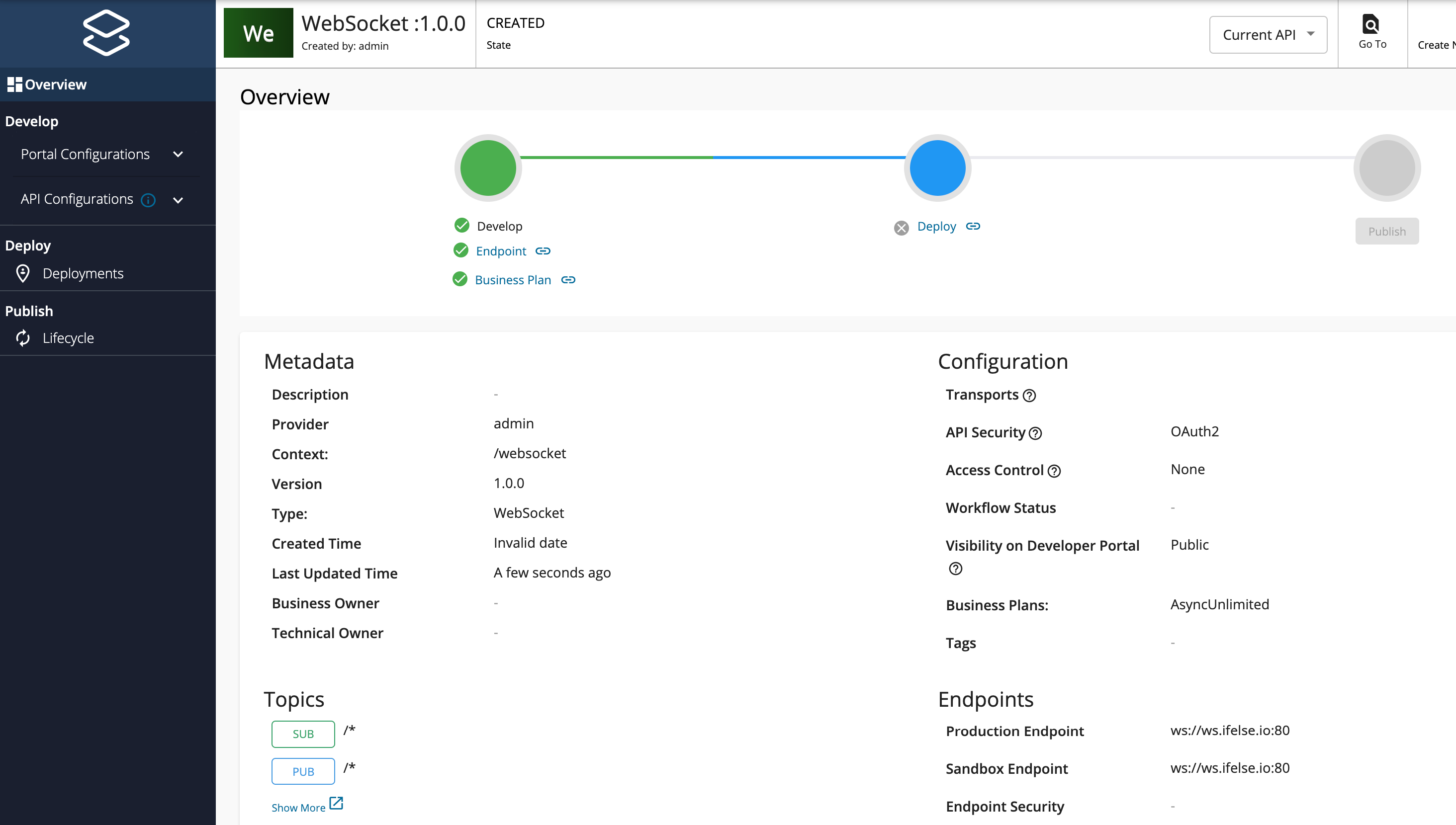 Create a WebSocket API - WSO2 API Manager Documentation 4.3.0