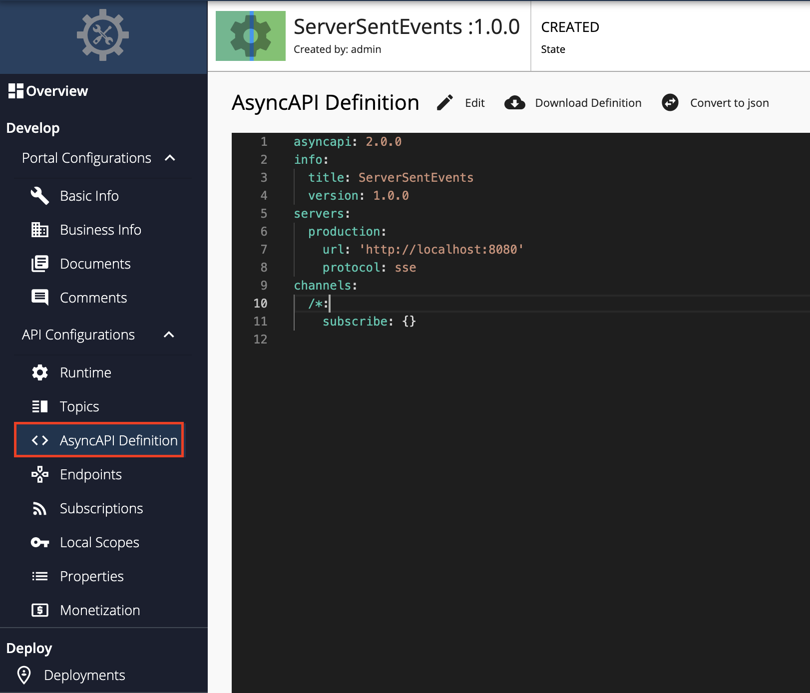 Create a SSE API - WSO2 API Manager Documentation 4.4.0