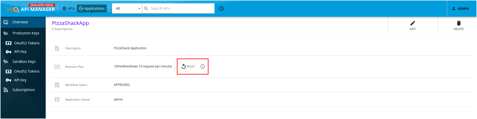 Reset Application Throttling Policies - WSO2 API Manager Documentation 4.4.0
