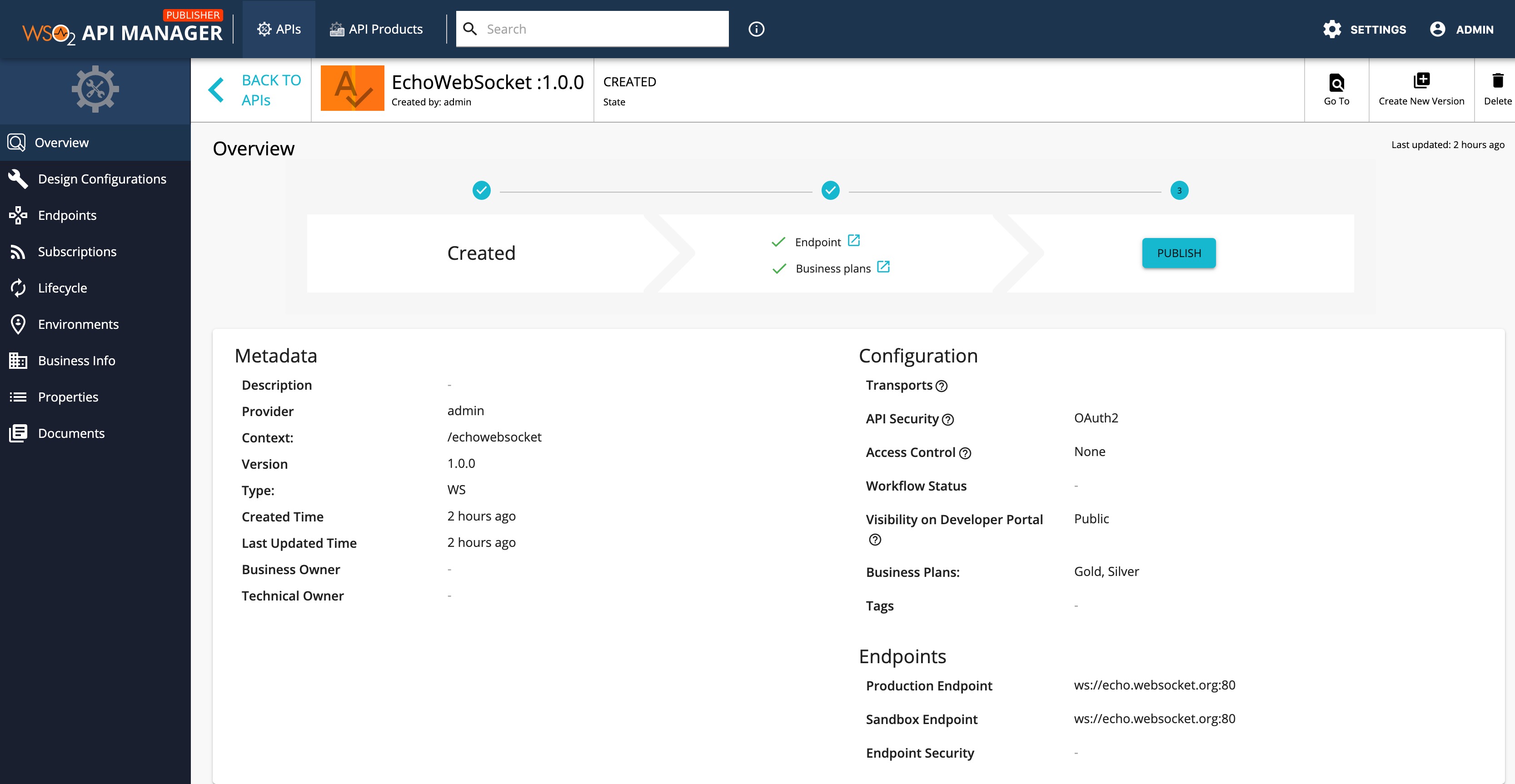 Create and Publish a WebSocket API - WSO2 API Manager Documentation